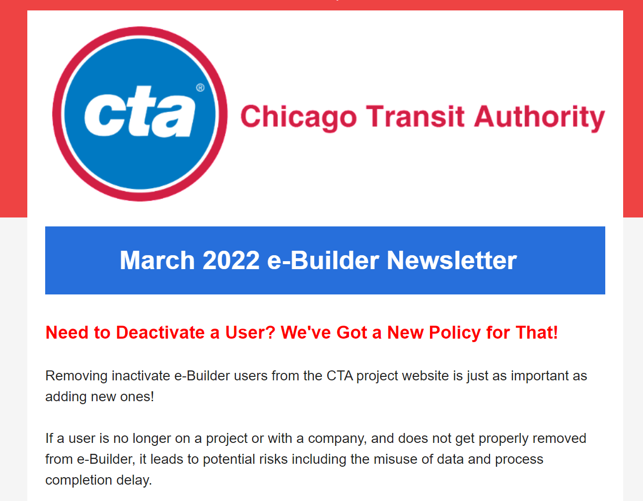 March 2022 CTA e-Builder Newsletter – Chicago Transit Authority Help Center